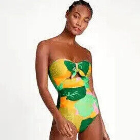 Kate Spade Swim Kate Spade Tie Bandeau One Piece Swimsuit Cucumber